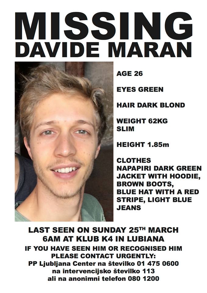 Studente scomparso | Ecco la sua foto